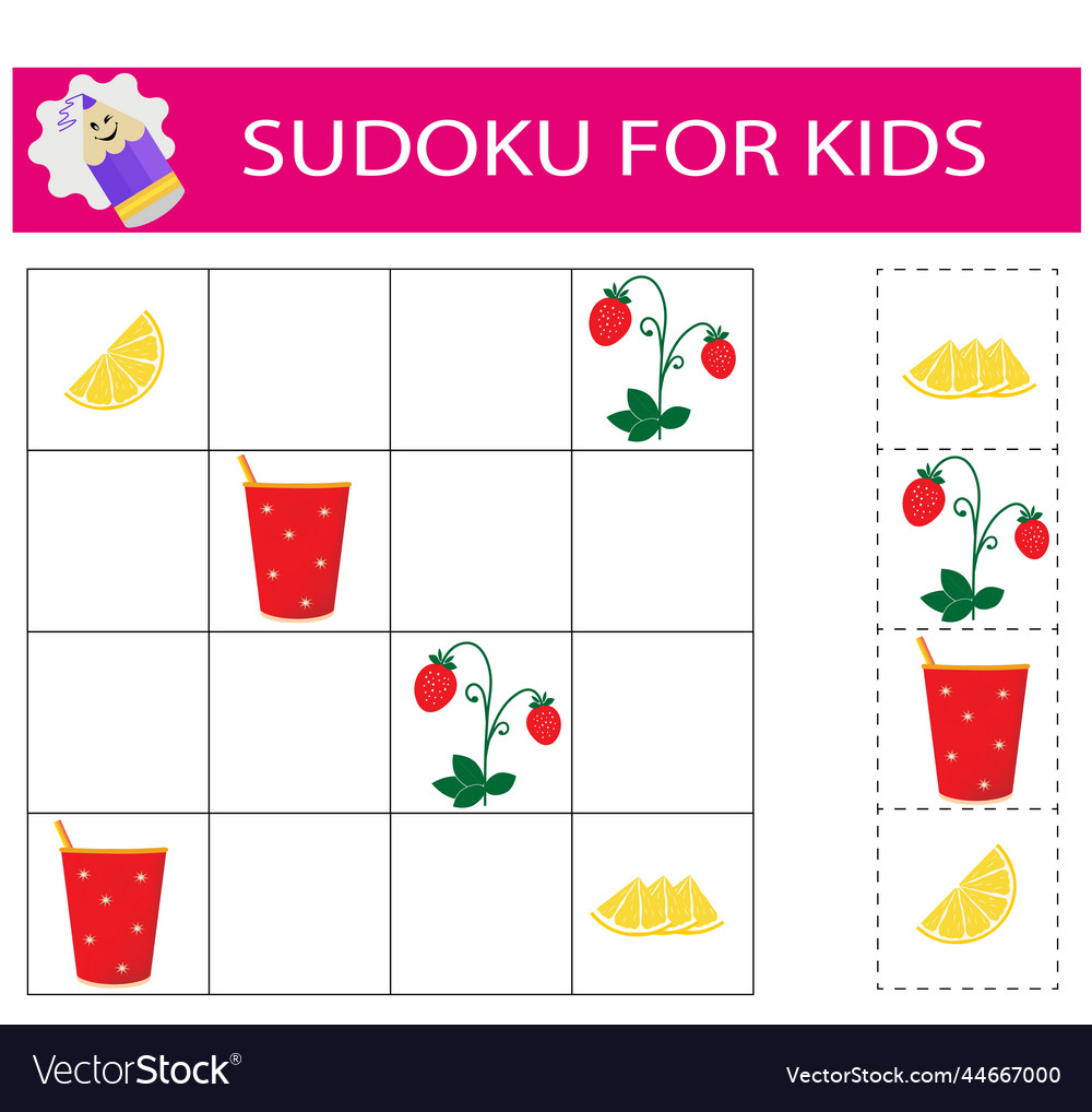 Sudoku for kids logical thinking training Vector Image