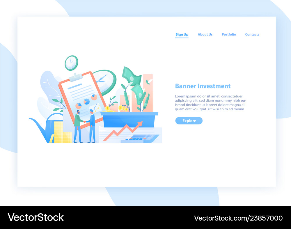 Web banner template with pair businessmen or Vector Image