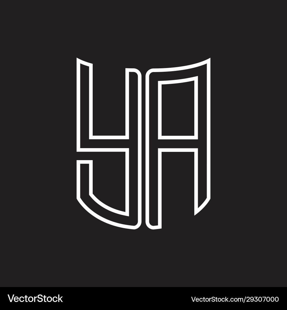 Ya logo monogram with ribbon style outline design Vector Image