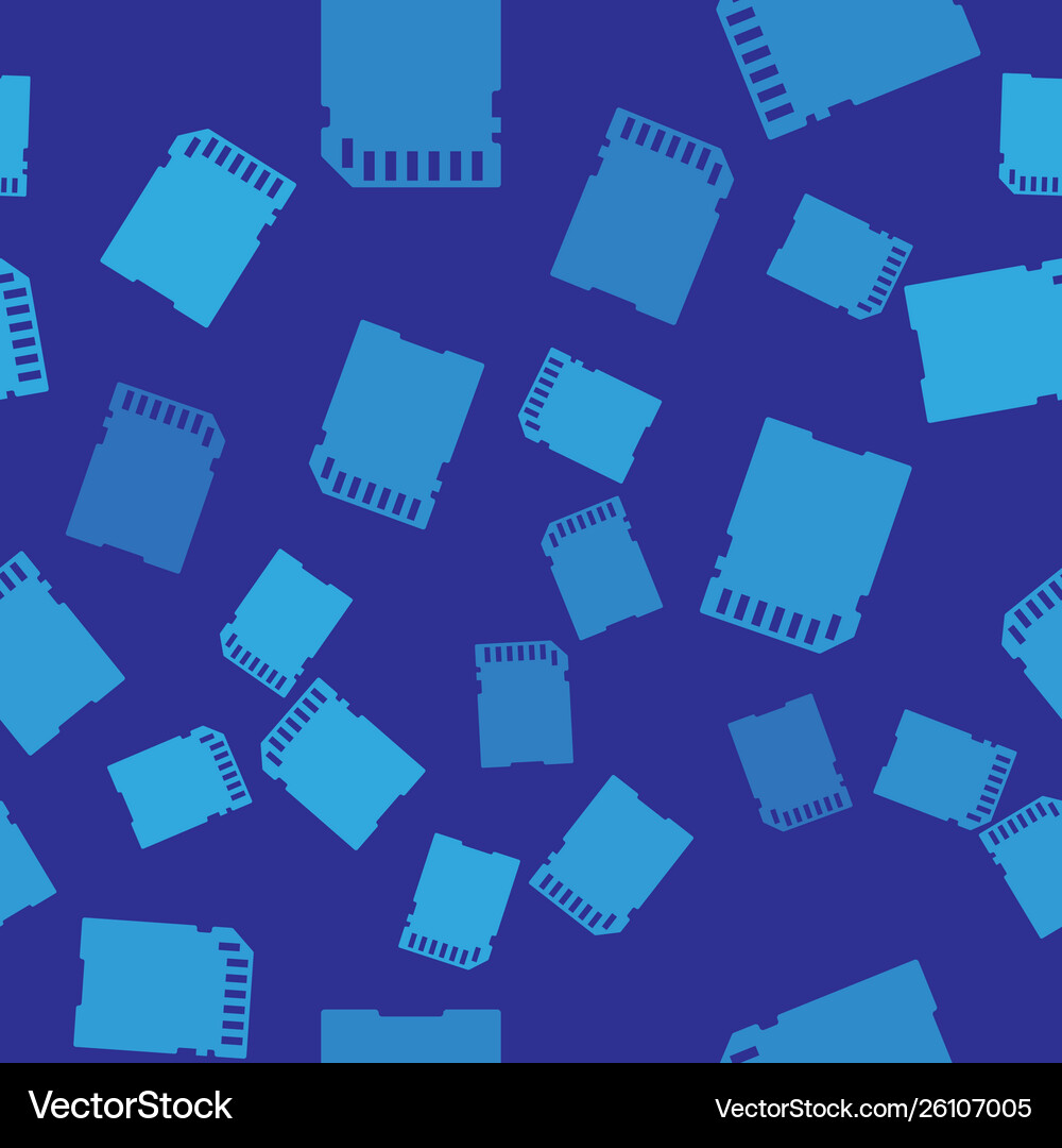 Blue sd card icon isolated seamless pattern Vector Image