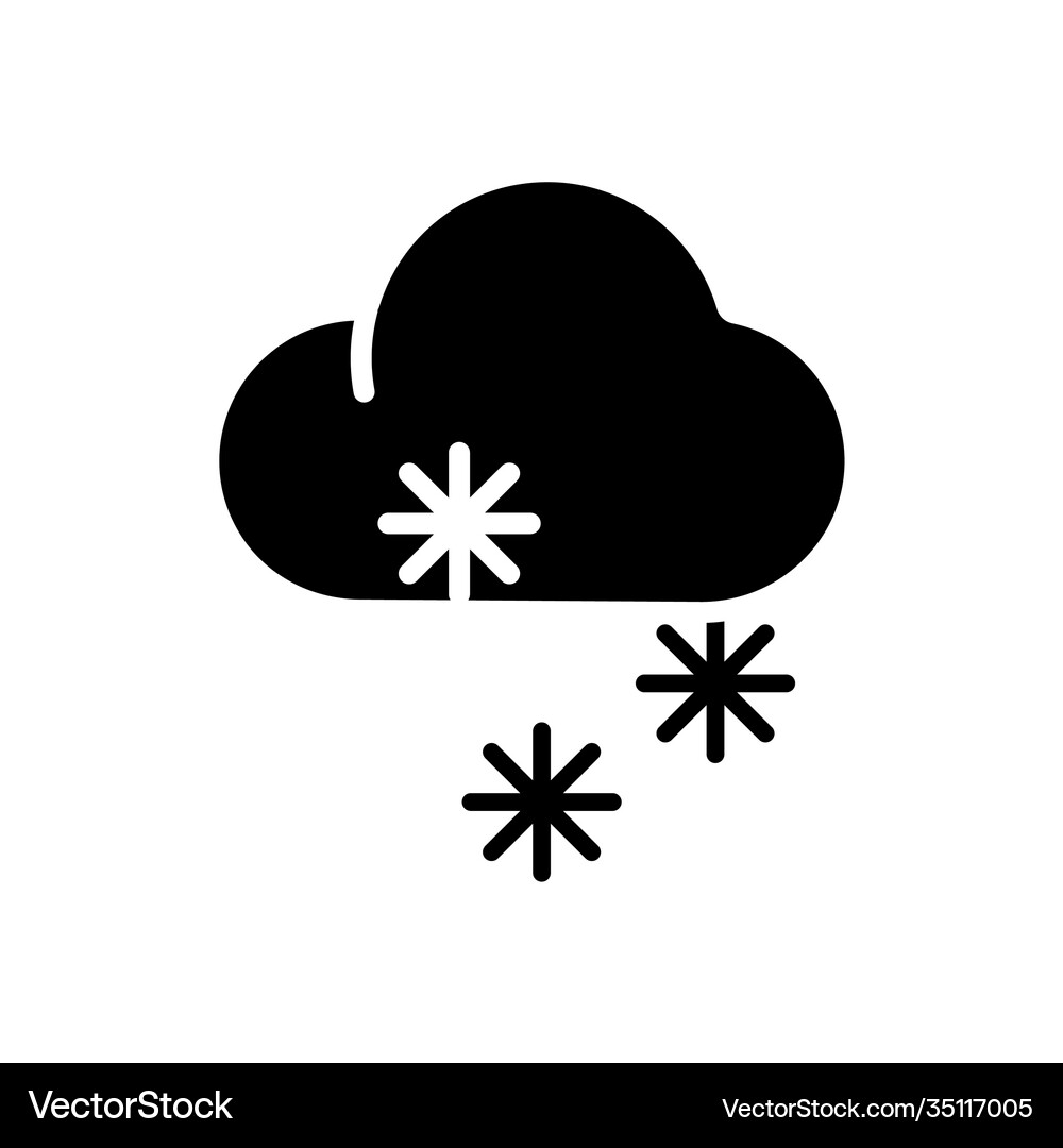 Cloud with snow glyph icon winter sign Royalty Free Vector
