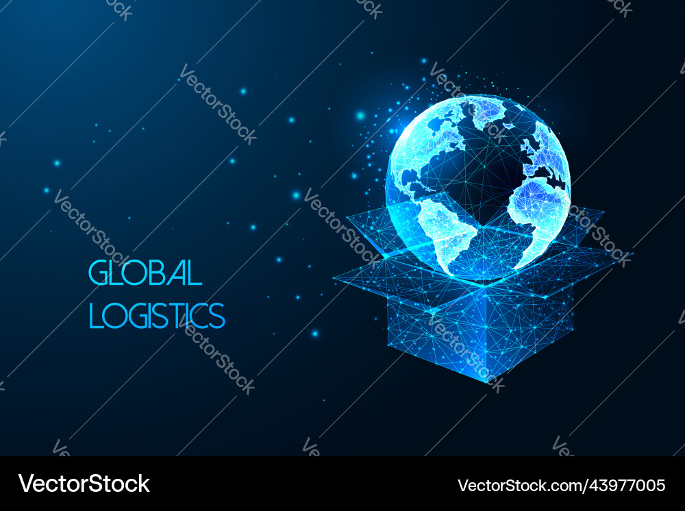 Concept of global logistics with open box Vector Image