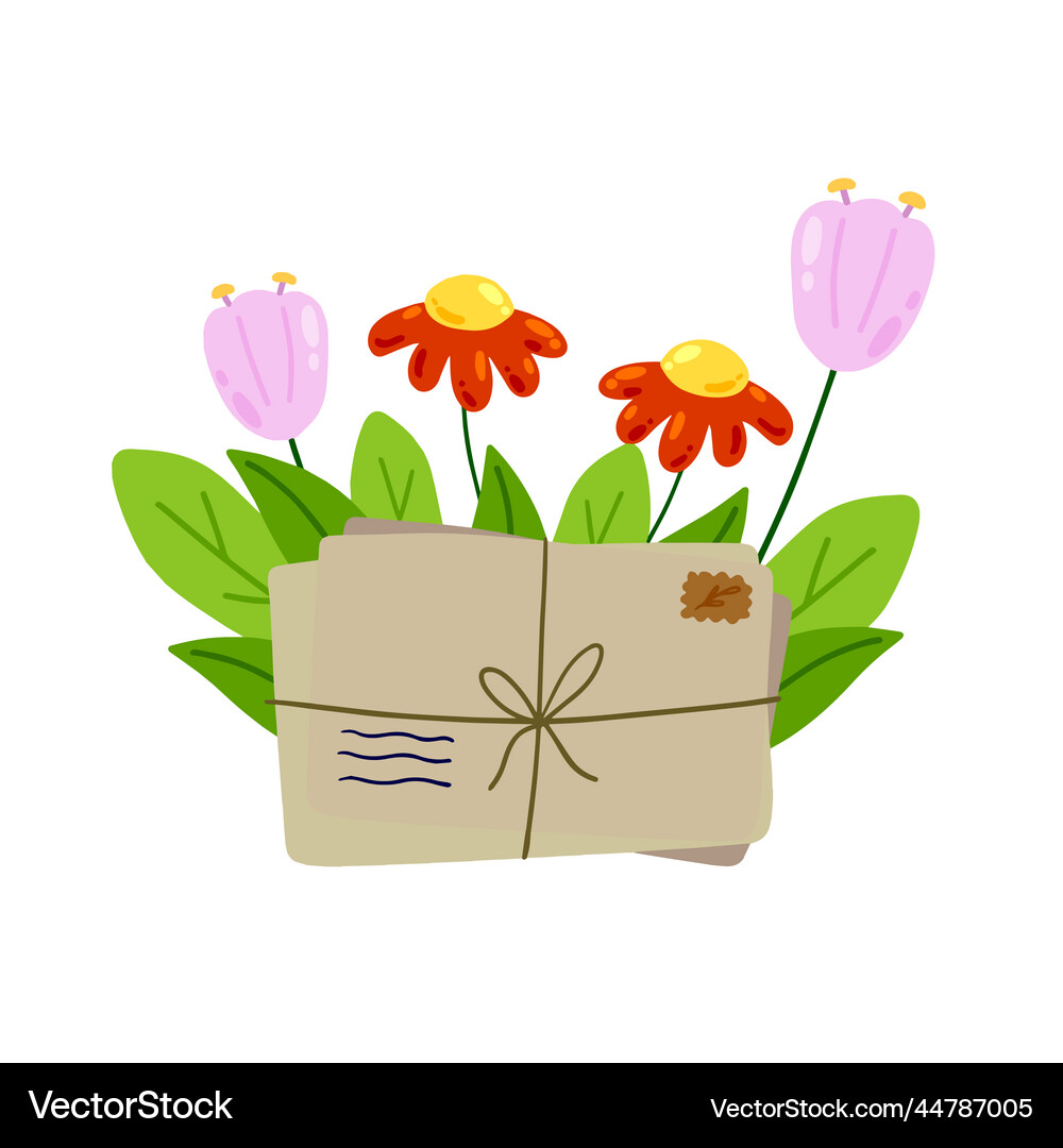 Envelope with letter in craft paper Royalty Free Vector