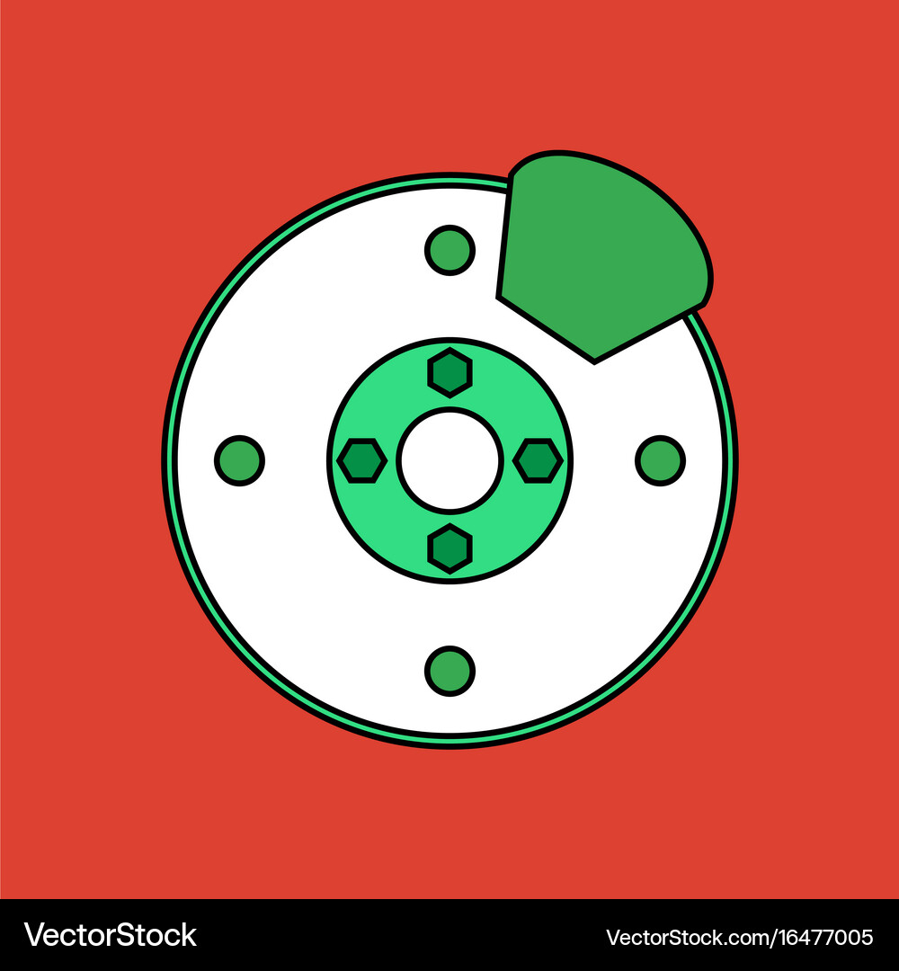 Flat icon design collection wheel and brake Vector Image