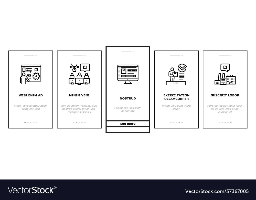 Industrial Process Onboarding Icons Set Royalty Free Vector