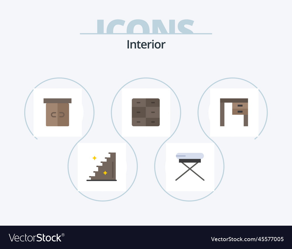 Interior flat icon pack 5 icon design furniture Vector Image Interior flat icon pack 5 icon design furniture Vector Image