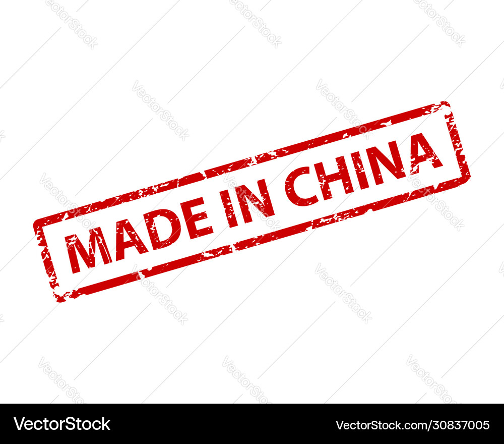 Made in china stamp texture rubber cliche imprint Vector Image