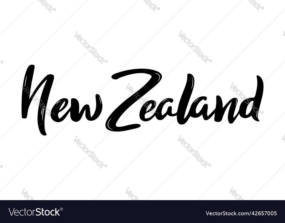 New zealand lettering handwritten name country Vector Image