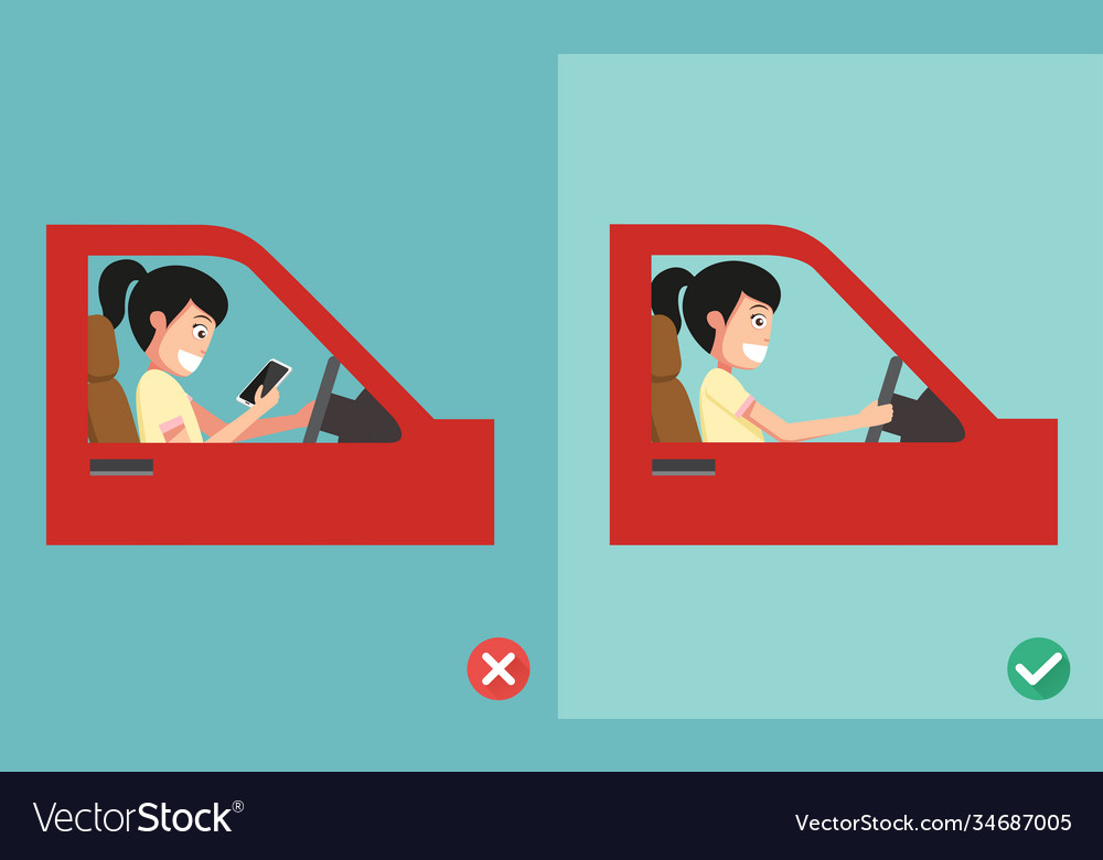 No texting talking right and wrong ways riding Vector Image
