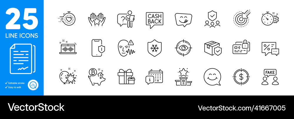 Outline icons set money transfer timer and eye Vector Image