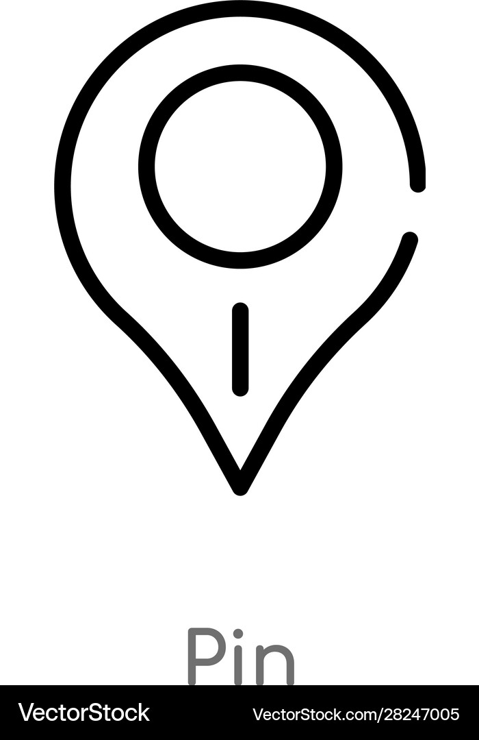 Outline pin icon isolated black simple line Vector Image