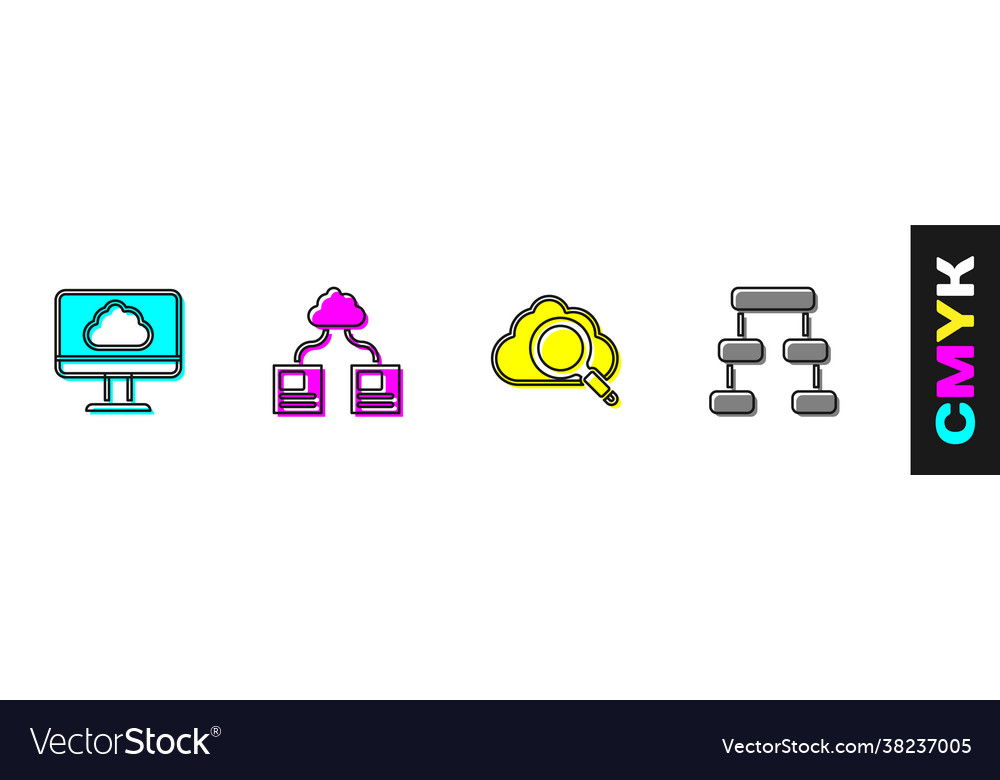 Set cloud technology data transfer search cloud Vector Image