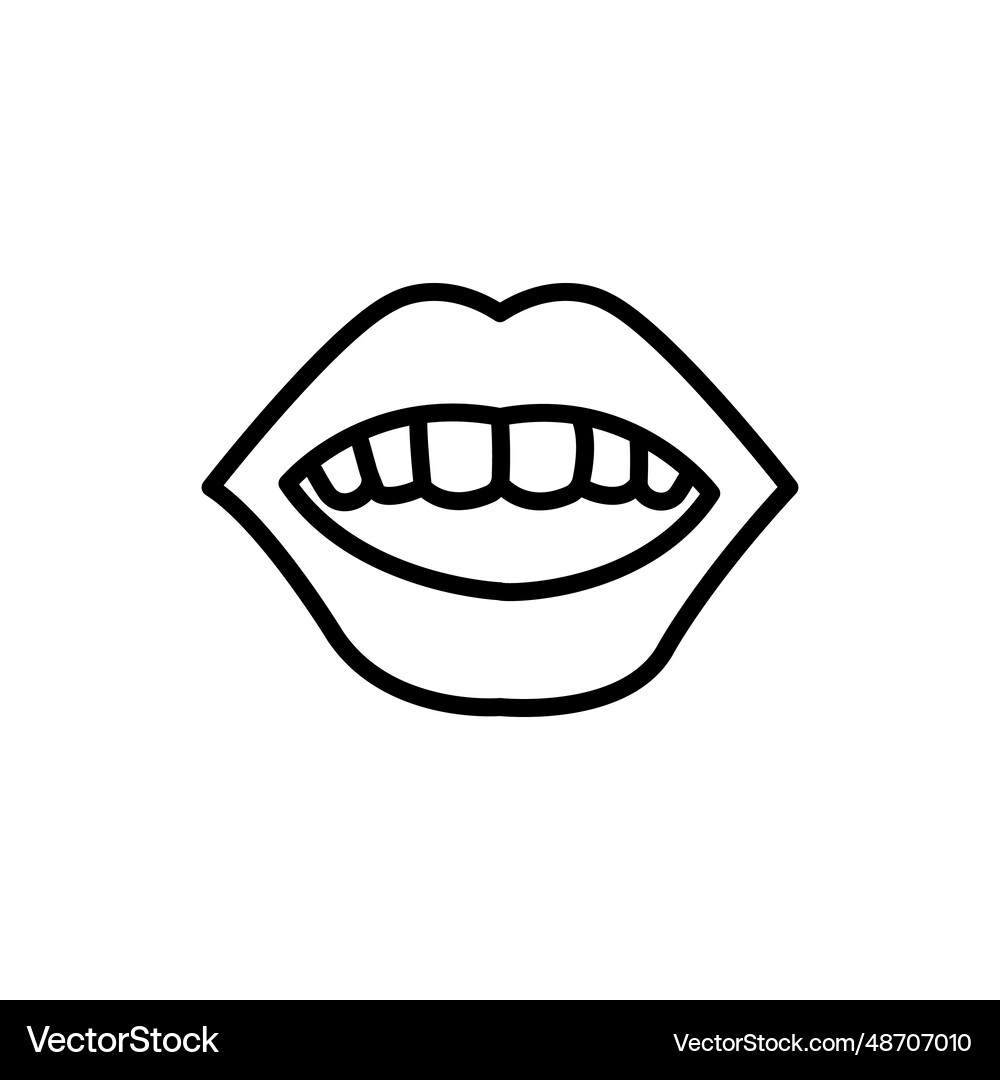Beautiful smile with healthy teeth linear icon Vector Image