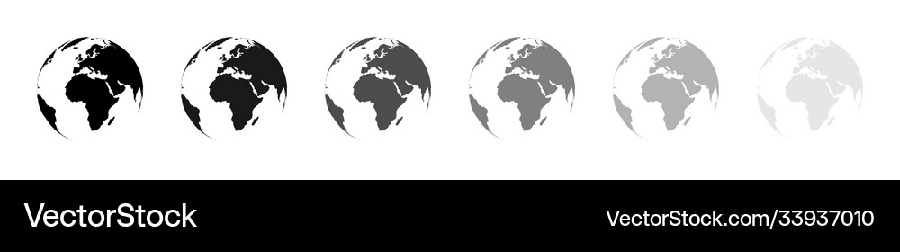 Earth globe world map icons black Royalty Free Vector Image