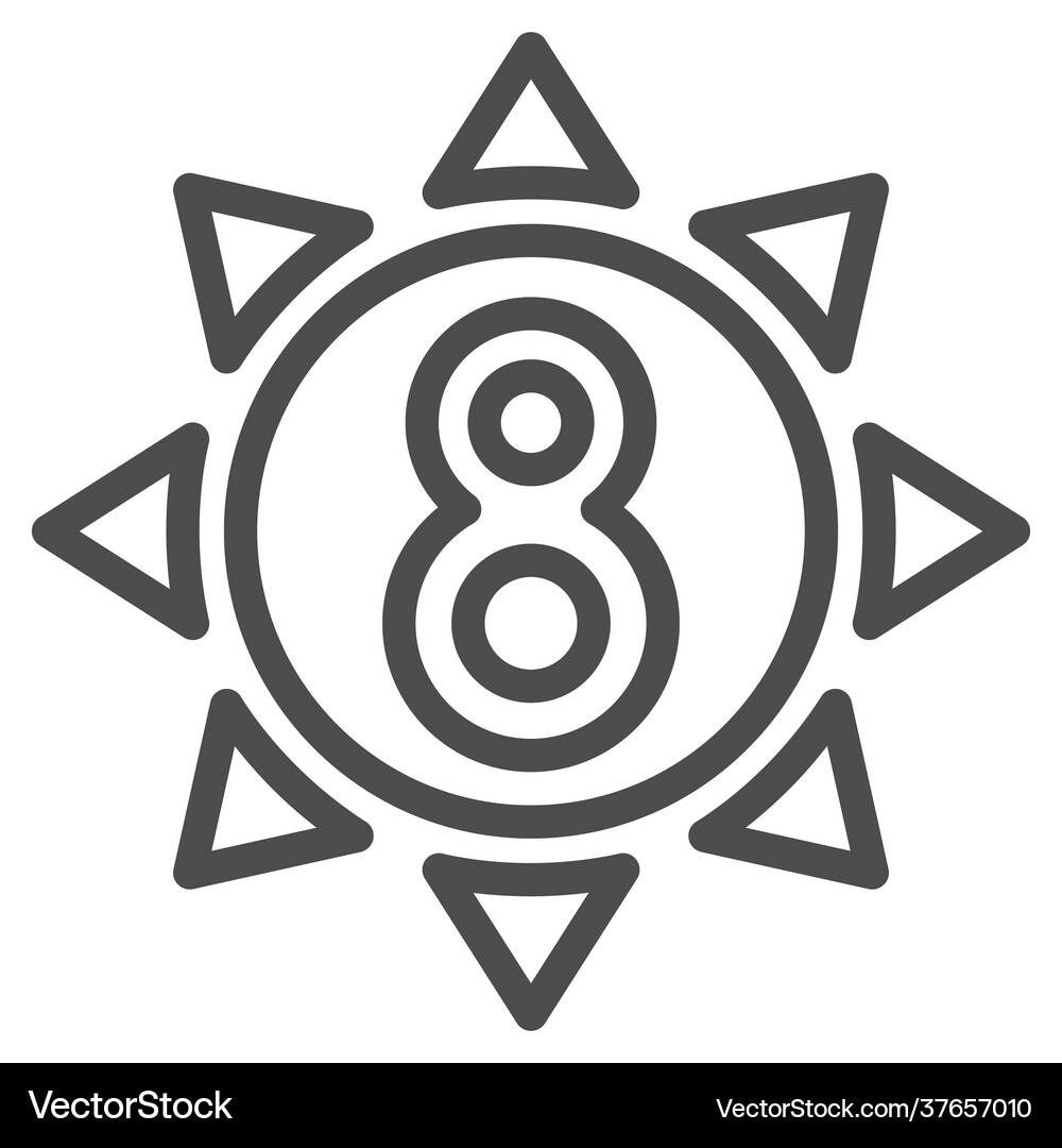 Eight in sun line icon 8 march concept sun Vector Image