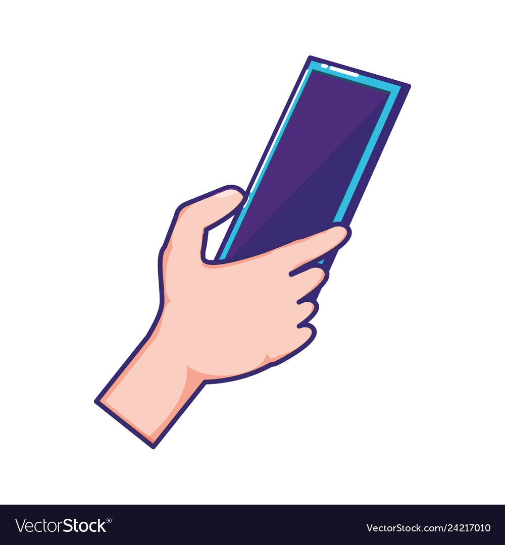 Hand using smartphone device Royalty Free Vector Image