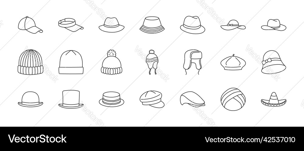 Hats doodle including icons - vintage Royalty Free Vector