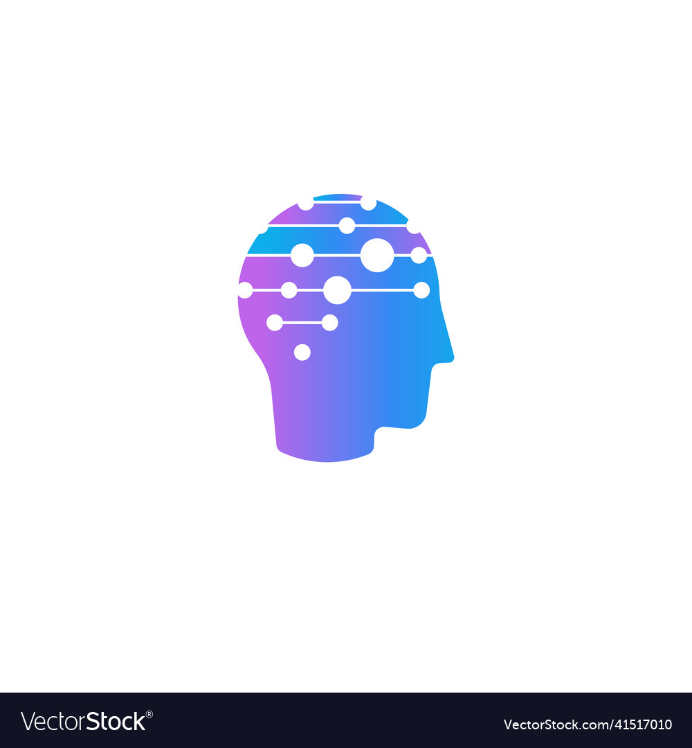 Head silhouette with lines and points thinking Vector Image