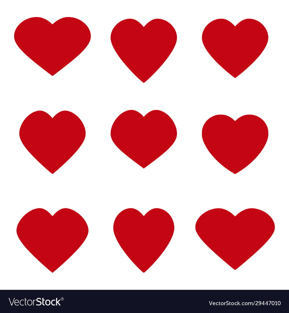 Heart icon valentines day symbol set Royalty Free Vector
