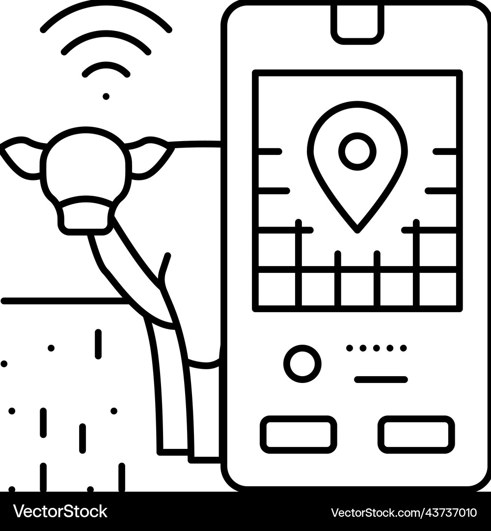 Livestock tracking smart farm line icon Royalty Free Vector