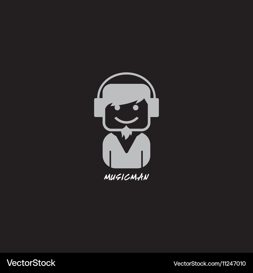 Music disk jockey with headphone logotype Vector Image