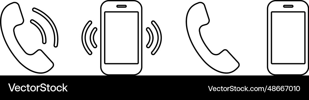 Phone icon set line symbol smart phone simple Vector Image