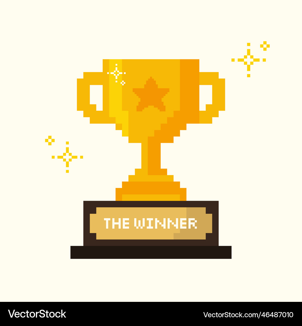 Pixel golden trophy the winner trophy cup Vector Image