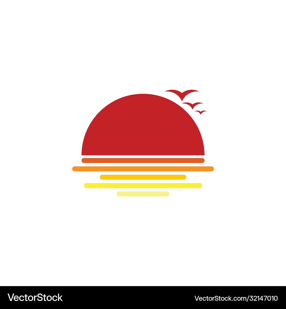 Sea bird stripes sunset logo Royalty Free Vector Image