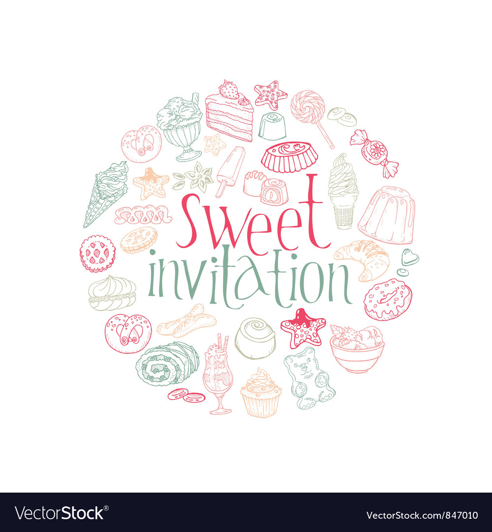 Set of cakes sweets and desserts Royalty Free Vector Image