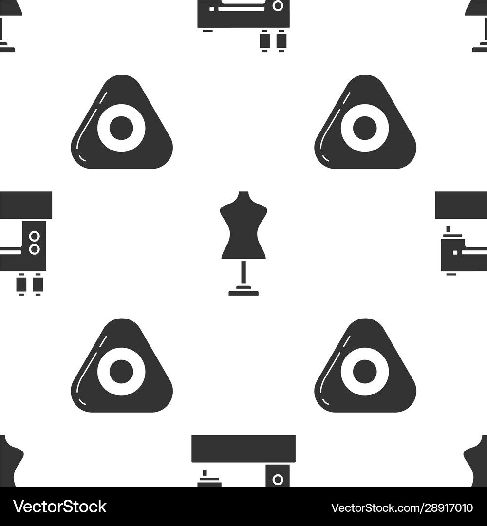 Set sewing machine mannequin and sewing chalk Vector Image