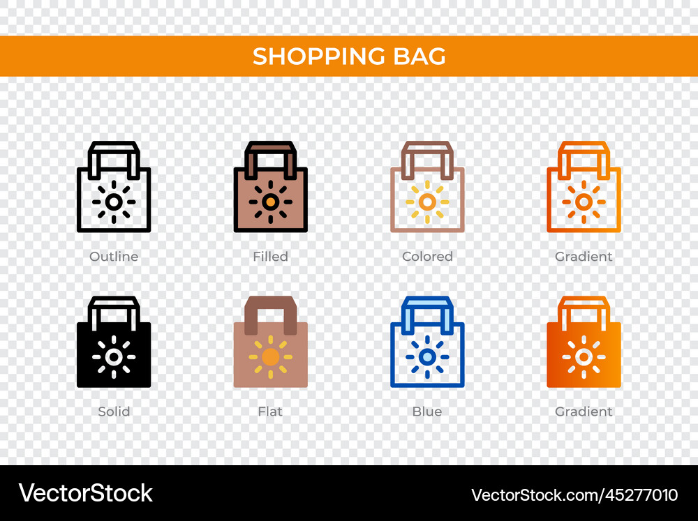 Shopping bag icon in different style bag Vector Image