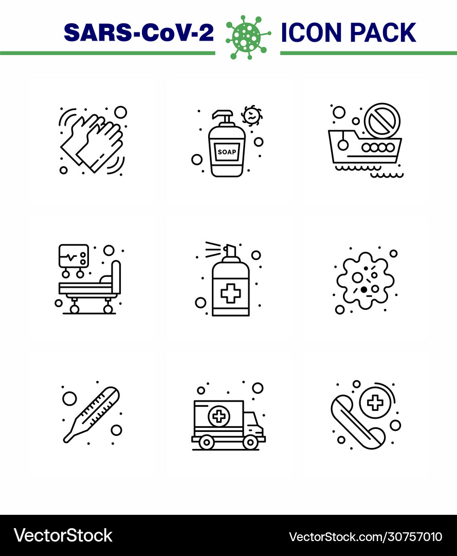 Simple set covid-19 protection blue 25 icon Vector Image