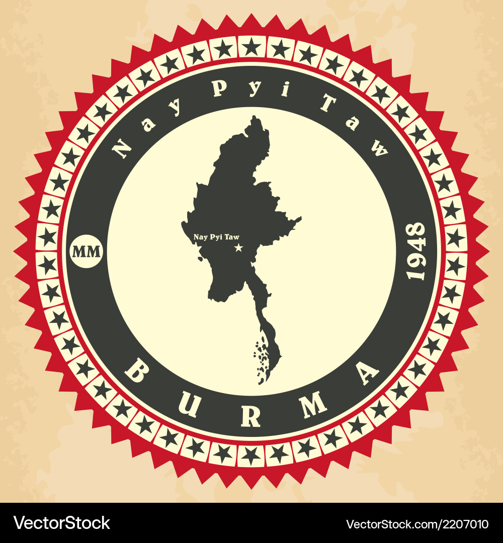 Vintage label-sticker cards myanmar Royalty Free Vector
