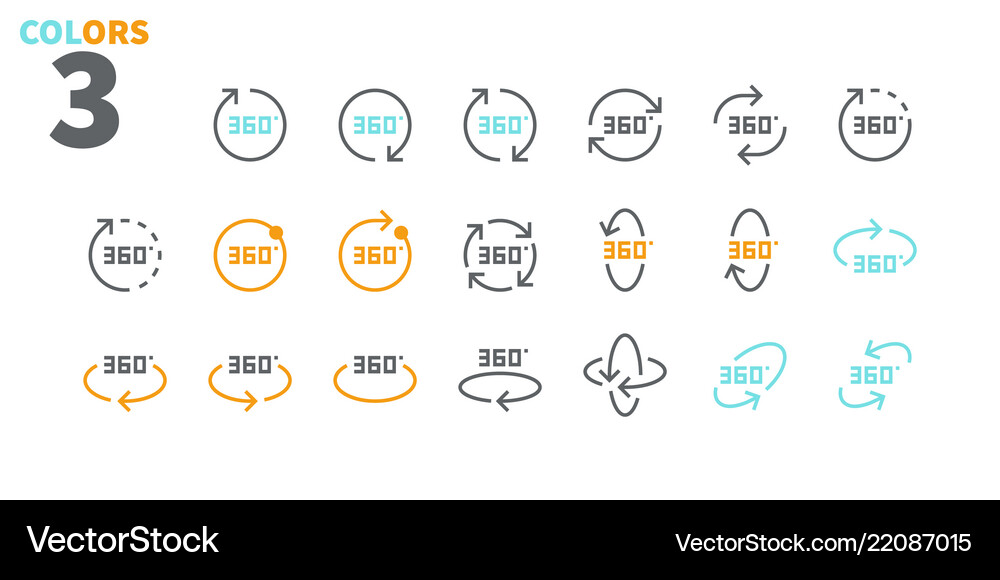 360 degrees ui pixel perfect well-crafted Vector Image