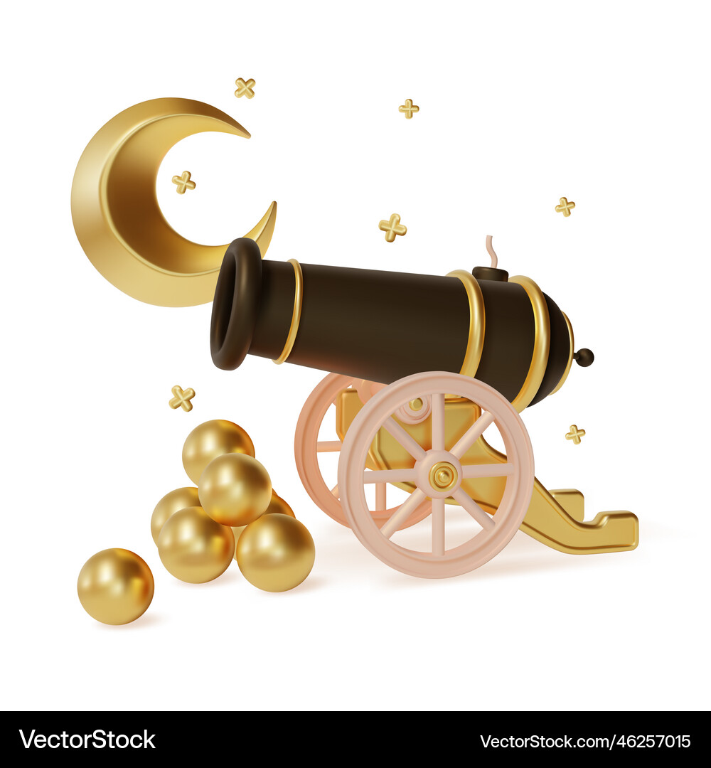 3d ramadan kareem concept with iftar cannon Vector Image