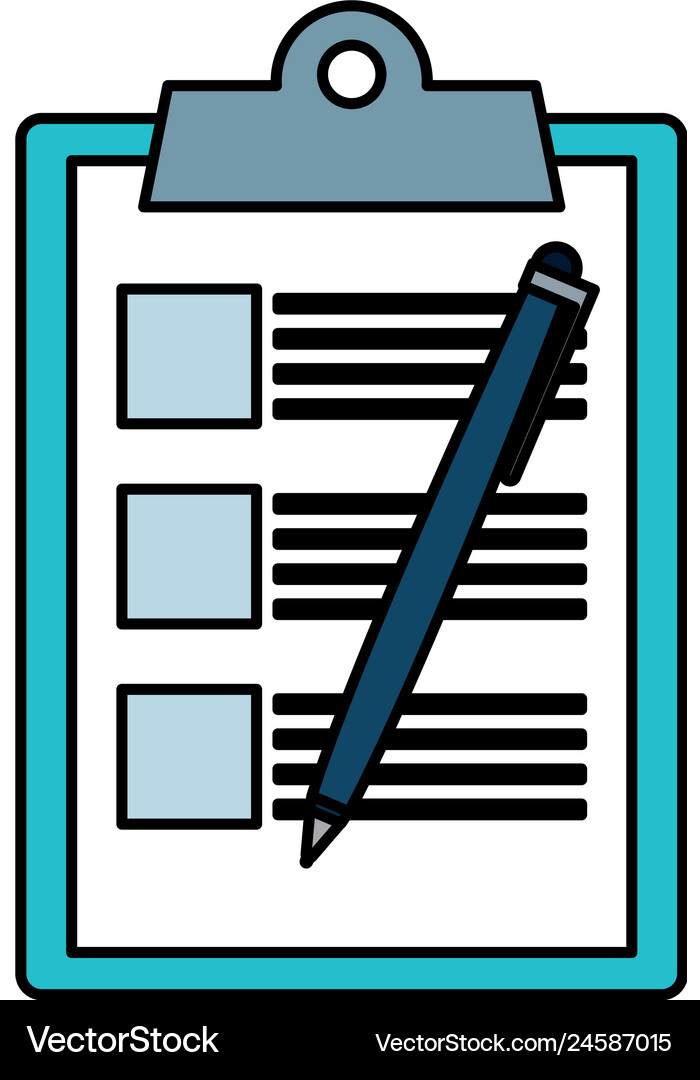 Checklist clipboard with pen Royalty Free Vector Image