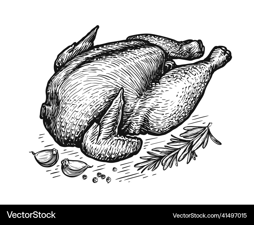 Chicken raw carcass for cooking poultry meat Vector Image