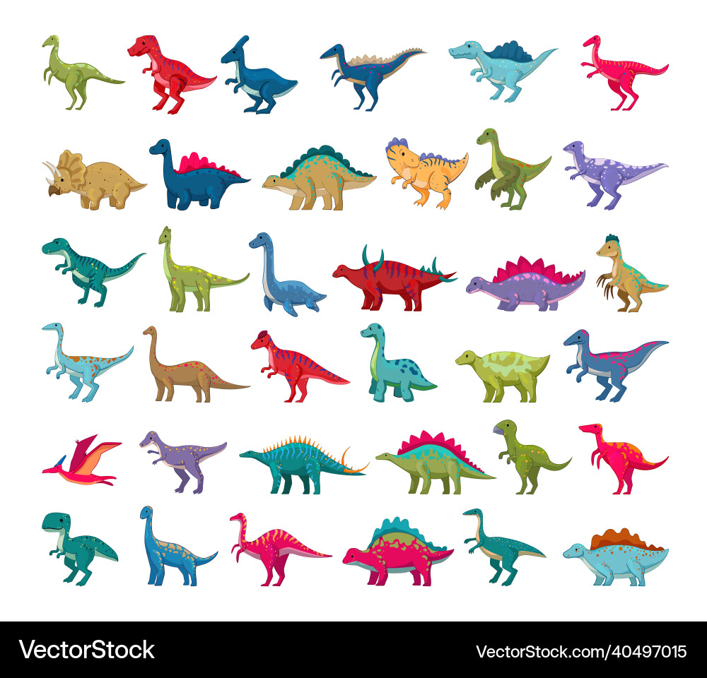 Collection of multicolored dinosaurs Royalty Free Vector