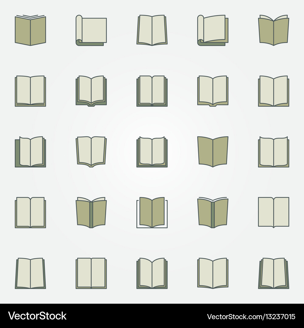 Colorful book icons set Royalty Free Vector Image