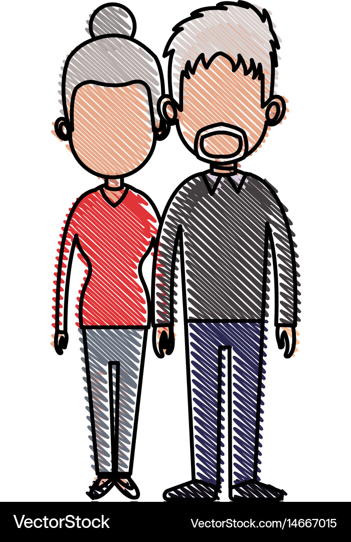 Drawing couple lovely together relationship image Vector Image