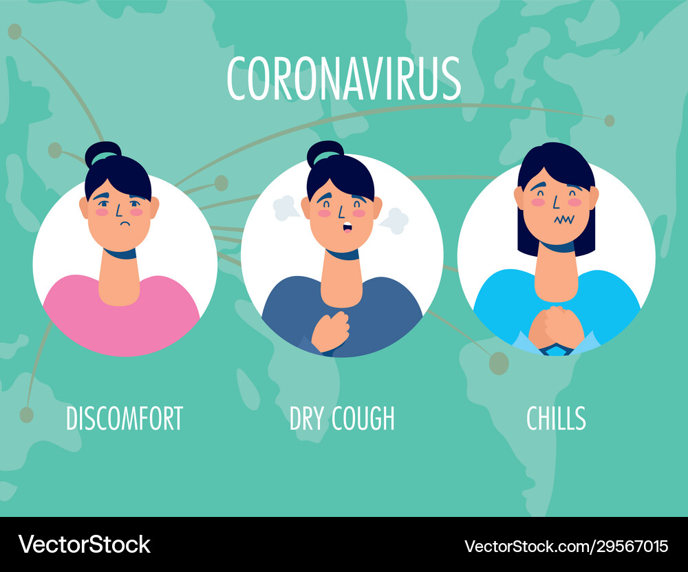 Group women with coronavirus symptoms Royalty Free Vector