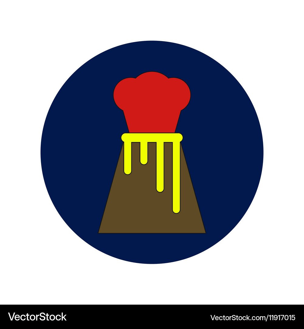 In flat design of volcano Royalty Free Vector Image