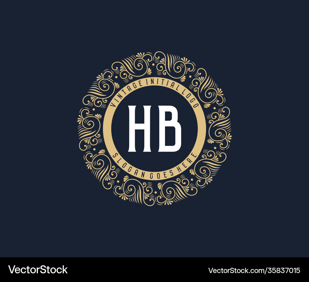 Initial hb antique retro luxury victorian Vector Image