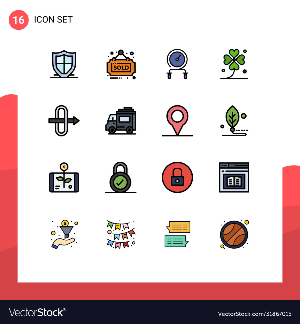 Mobile interface flat color filled line set 16 Vector Image