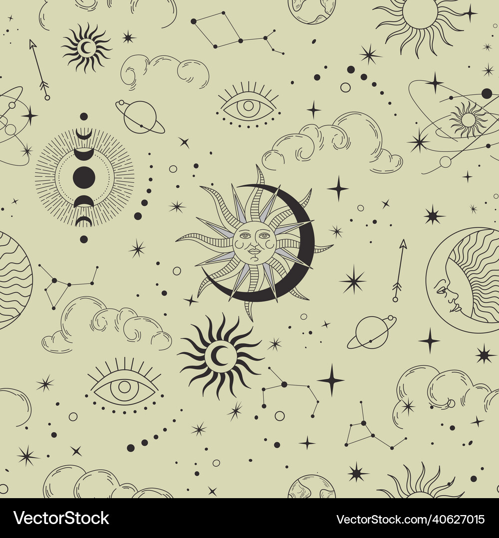 Seamless pattern with celestial mystic Royalty Free Vector