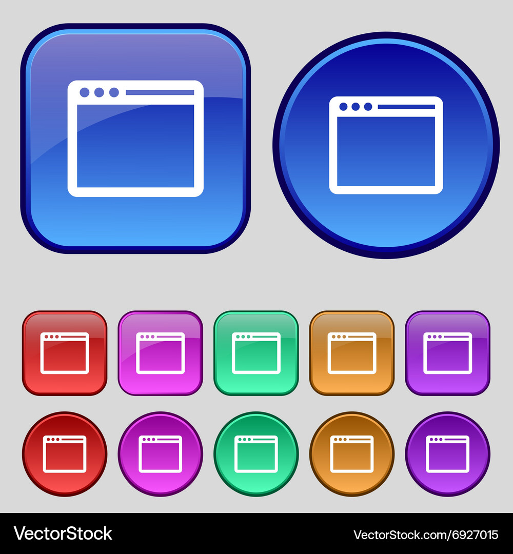 Simple browser window icon sign a set of twelve Vector Image