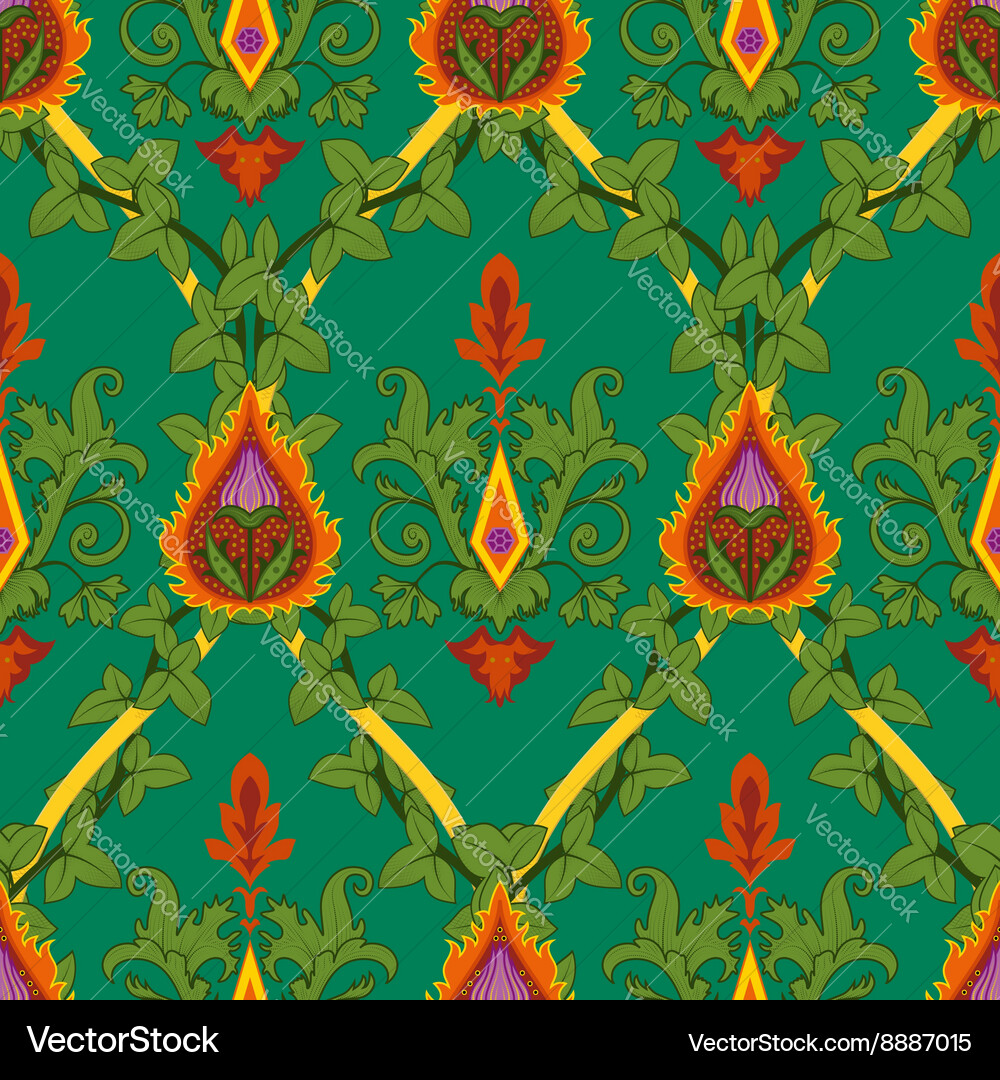 Vintage variegated seamless pattern ivy and fire Vector Image