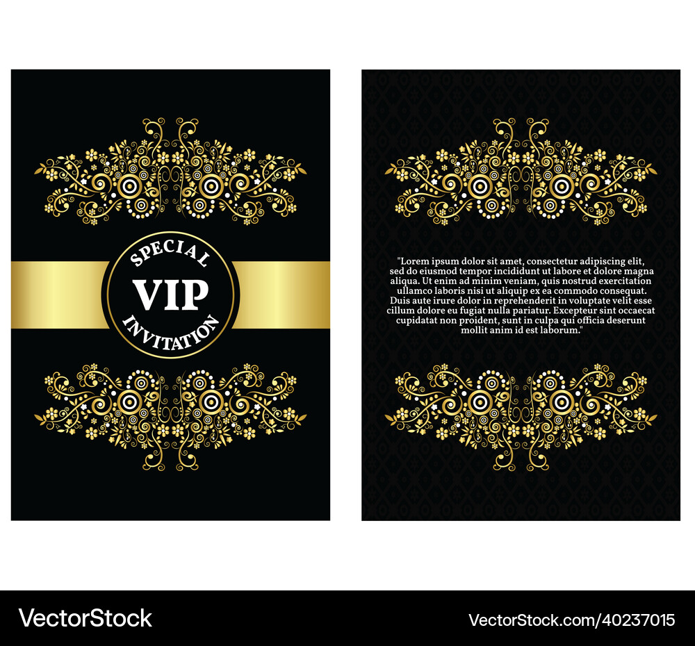 Vip golden invitation card Royalty Free Vector Image
