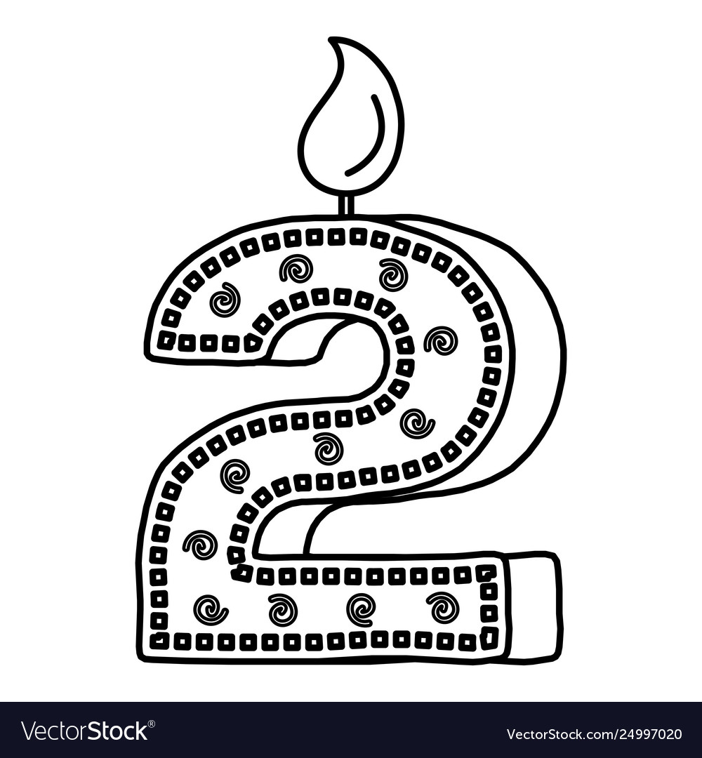 Birthday candle with number two Royalty Free Vector Image
