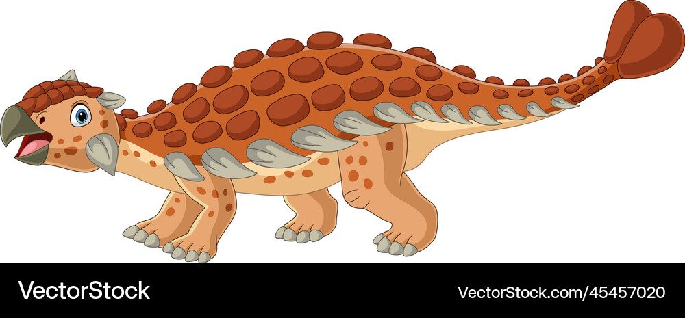 Cartoon ankylosaurus on white background Vector Image